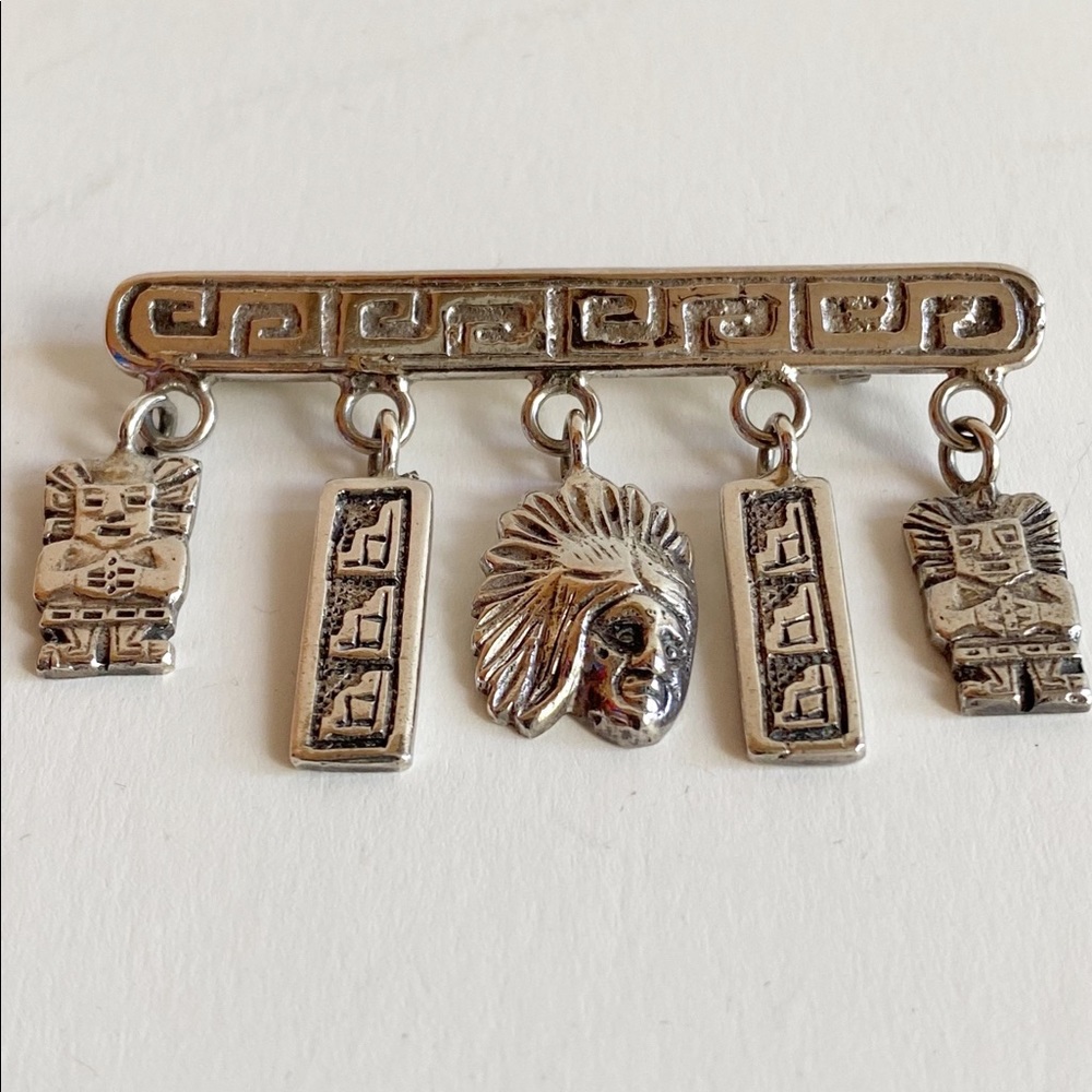 Vintage Tribal Sterling Silver Brooch Industria Perua… - Gem